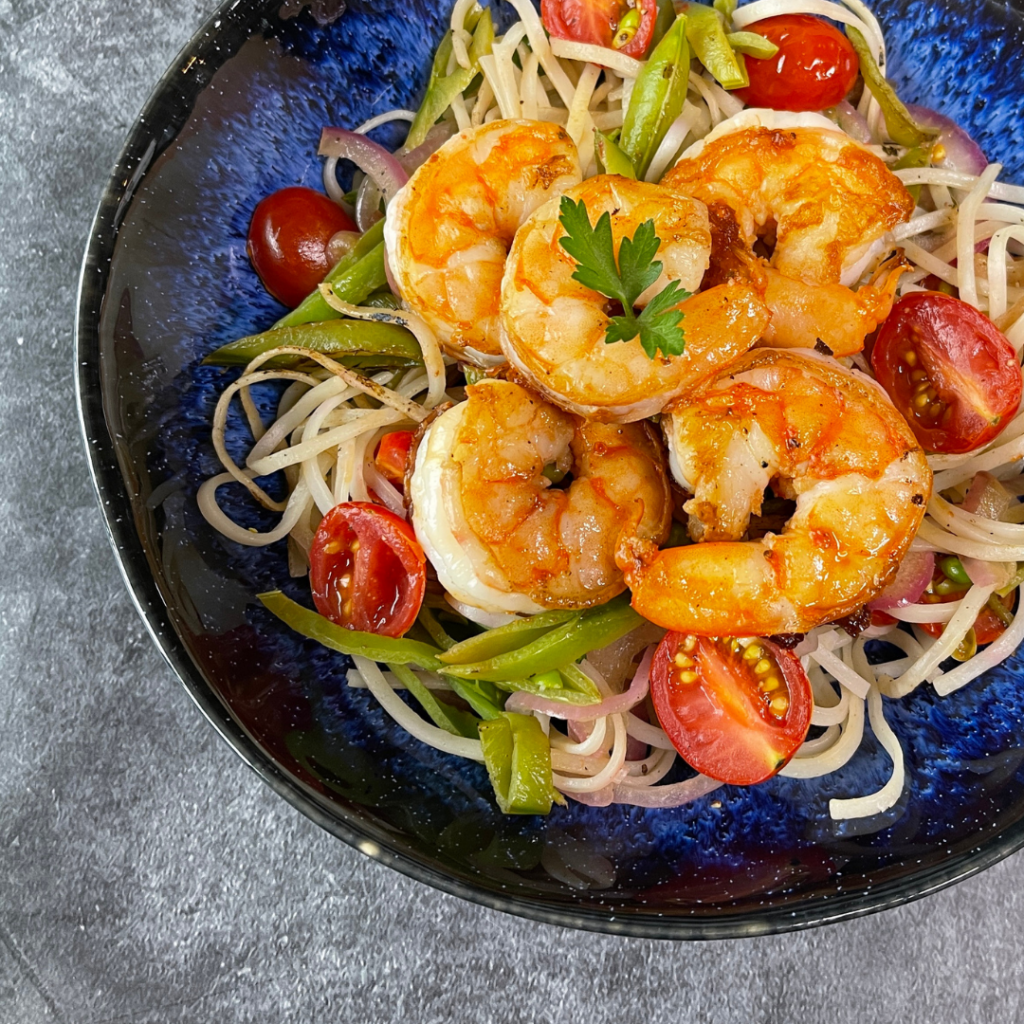 Cilantro Shrimp with Rice Noodles - The Betty Rocker